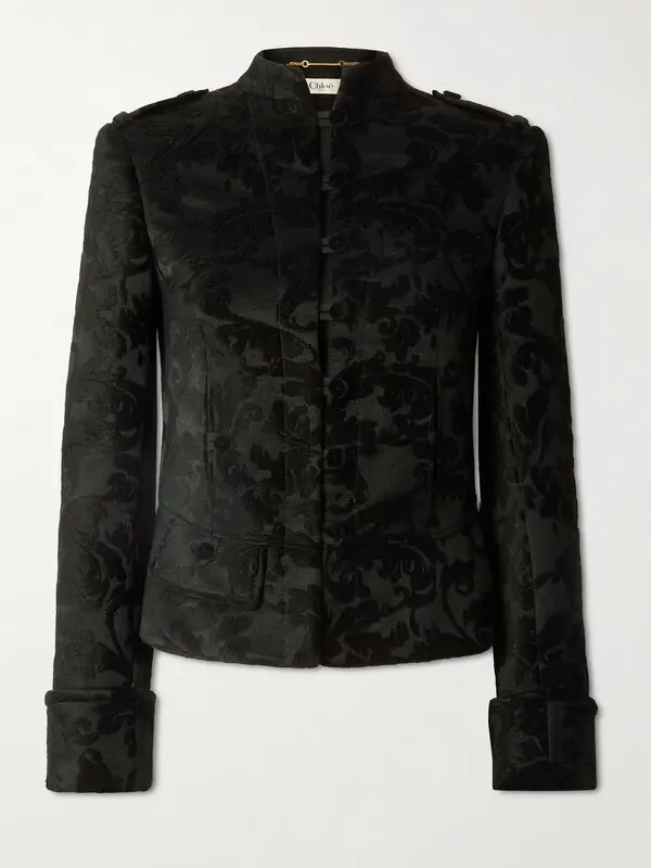 Chloé Velvet-jacquard Military Jacket
