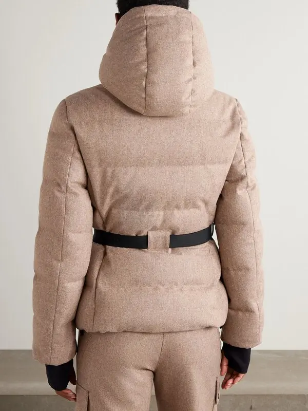 Brunello Cucinelli Belted Padded Wool Jacket - Brown