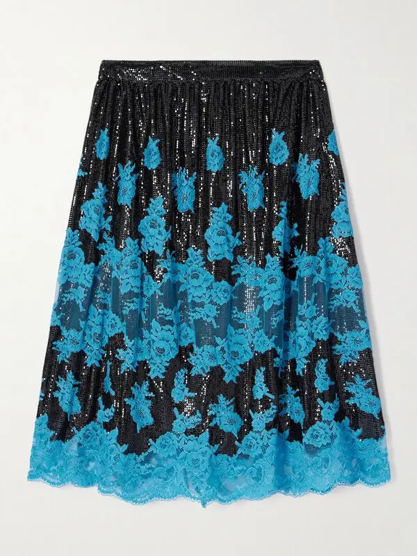 Rabanne Lace-trimmed Chainmail Midi Skirt