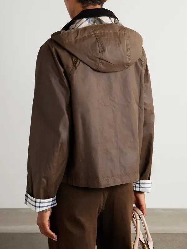 Barbour Myra Leather-trimmed Cotton Hooded Jacket