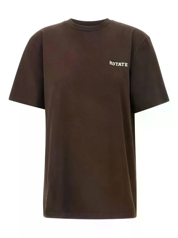 ROTATE BY BIRGER CHRISTENSEN Logo-embroidered Crew-neck T-shirt - Brown