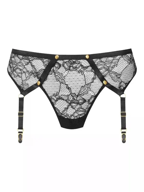 MAISON CLOSE Jeux Magnétiques Lace Suspender Thong - Black