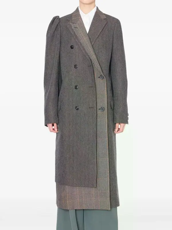 Kolor Herringbone Panelled Overcoat