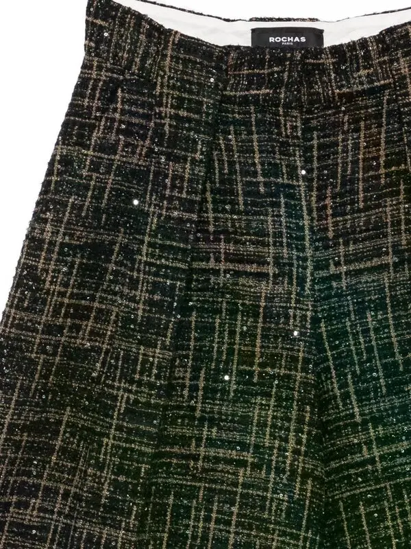 Rochas Sequin-embellished Checked Trousers