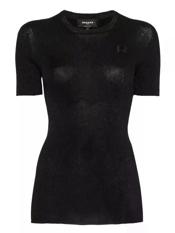 Rochas Logo-appliqué Knitted T-shirt - Black
