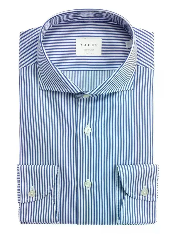 XACUS Striped Button Shirt - Blue