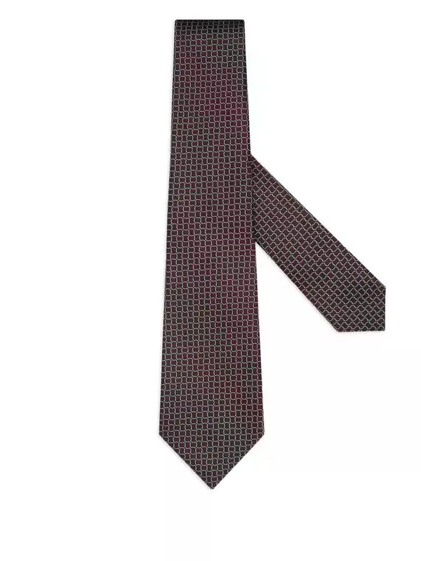 Zegna Geometric-pattern Neck Tie - Brown