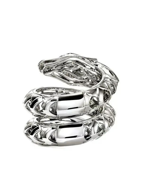 John Hardy Sterling Naga Diamond And Sapphire Ring - Silver