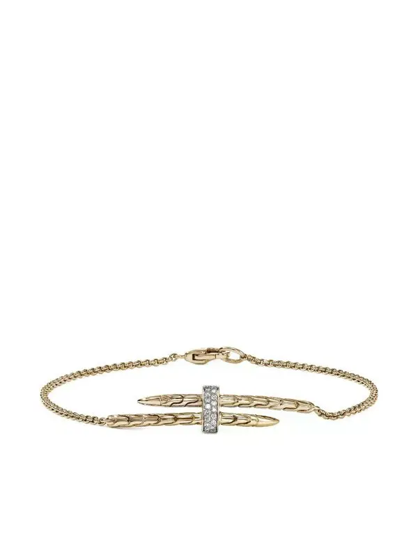 John Hardy 14k Yellow Spear Station Diamond Bracelet - Gold