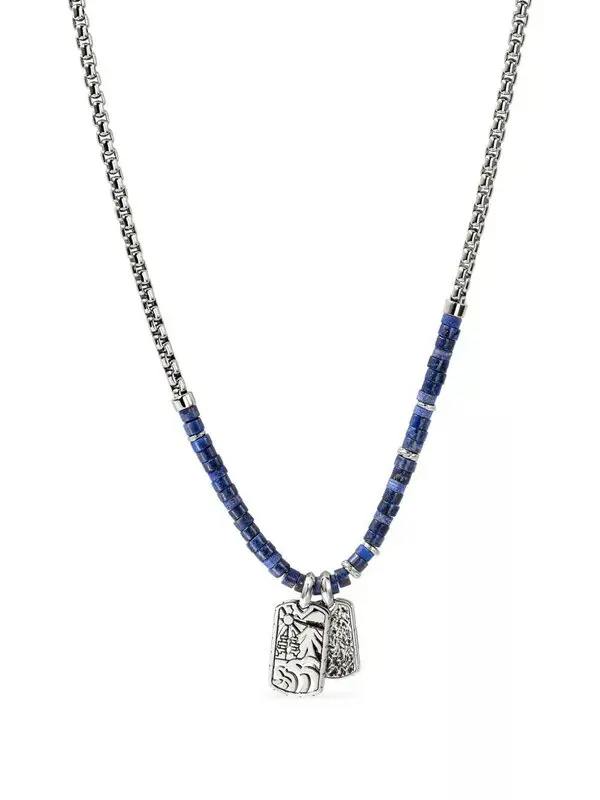 John Hardy Sterling Lapis Lazuli Tag Necklace - Silver