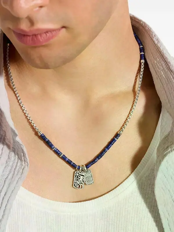 John Hardy Sterling Lapis Lazuli Tag Necklace - Silver