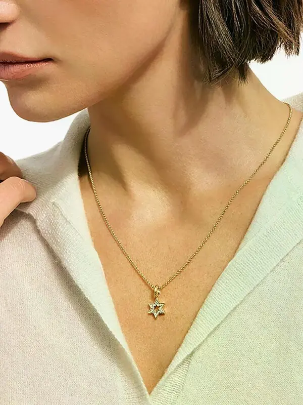 John Hardy 14k Yellow Star Of David Diamond Necklace