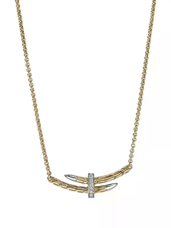 John Hardy 14k Yellow Gold And Sterling Diamond Spear Station Necklace - Silver