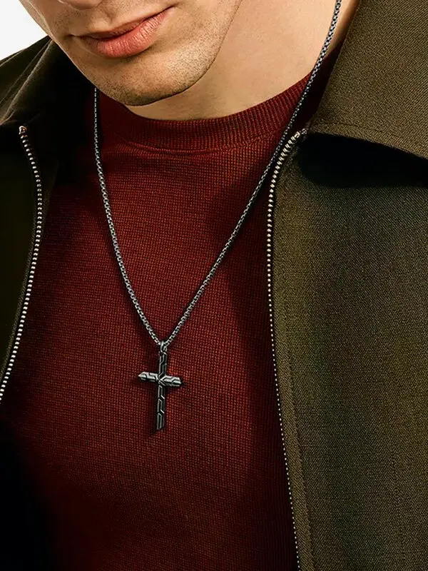 John Hardy Silver Icon Cross Pendant Necklace