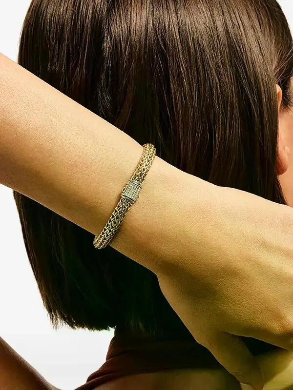 John Hardy Sterling Silver And 14k Yellow Icon Diamond Bracelet - Gold