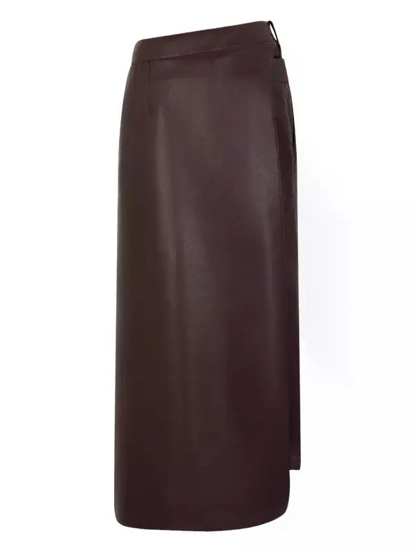 Rabanne Belted Faux Leather Midi Skirt