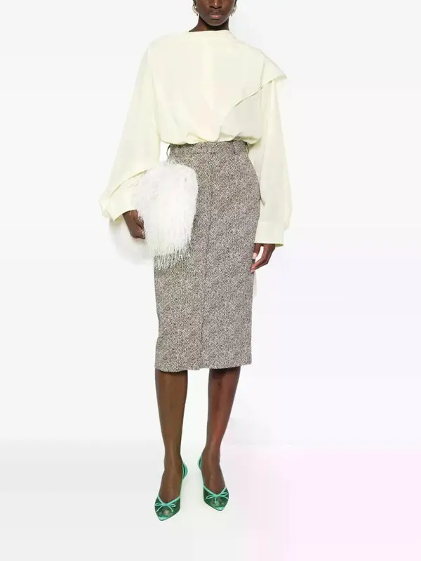 Rochas Herringbone Midi Skirt