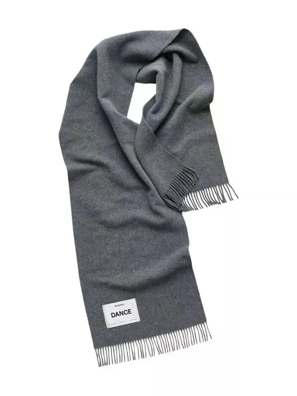 MAGNIBERG Logo-appliqué Fringed Scarf - Grey