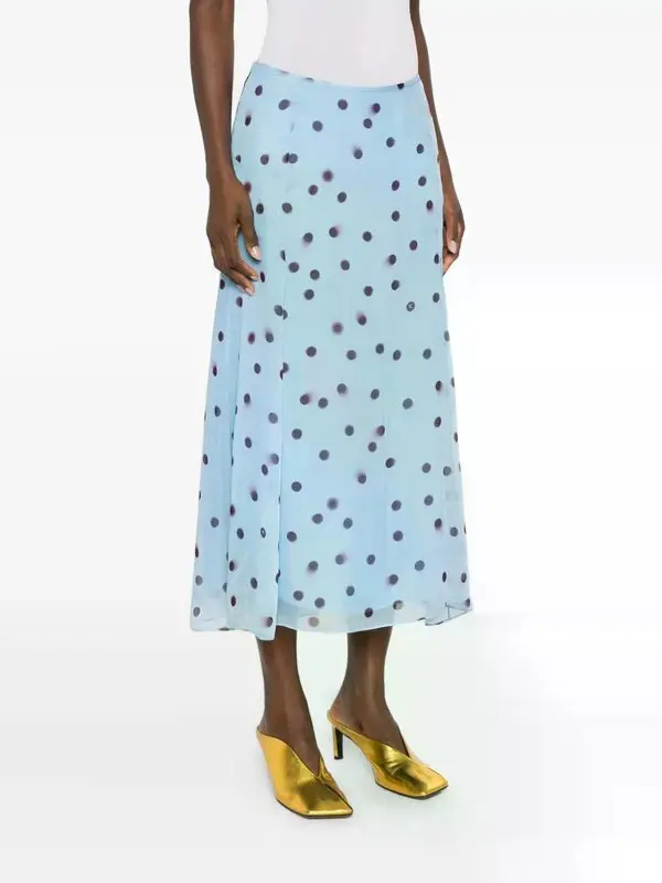 Rochas Polka-dot Silk Midi Skirt