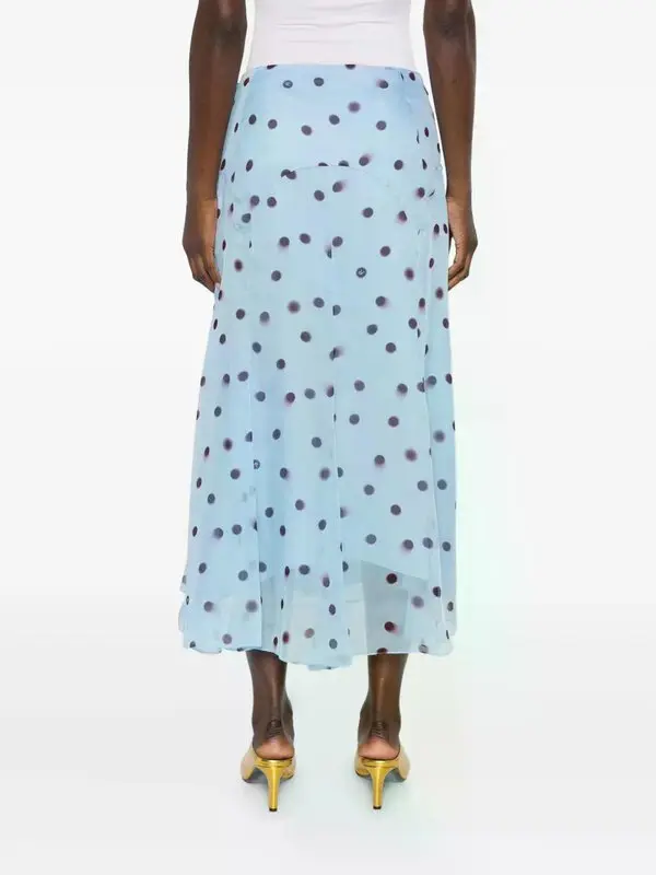 Rochas Polka-dot Silk Midi Skirt