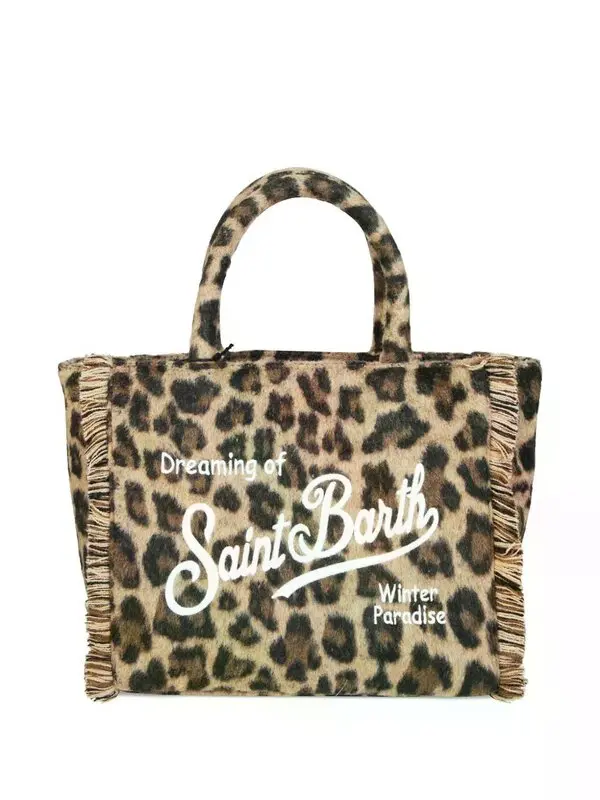 MC2 SAINT BARTH Colette Leopard Felt Tote Bag - Neutrals