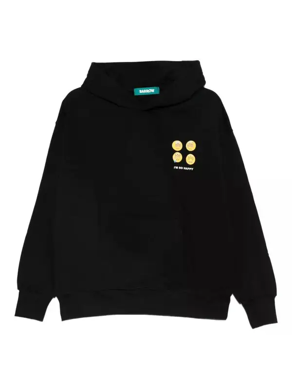 BARROW Graphic-print Cotton Hoodie - Black