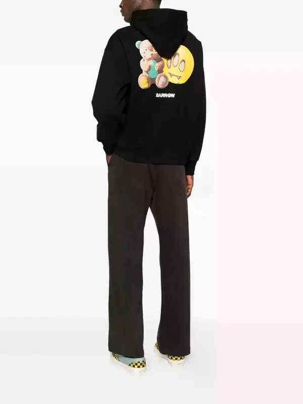 BARROW Graphic-print Cotton Hoodie - Black
