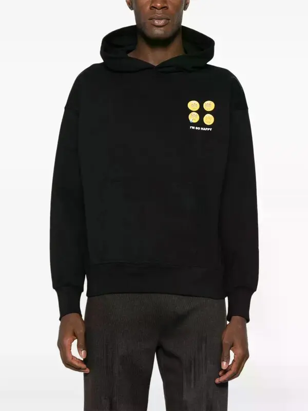 BARROW Graphic-print Cotton Hoodie - Black