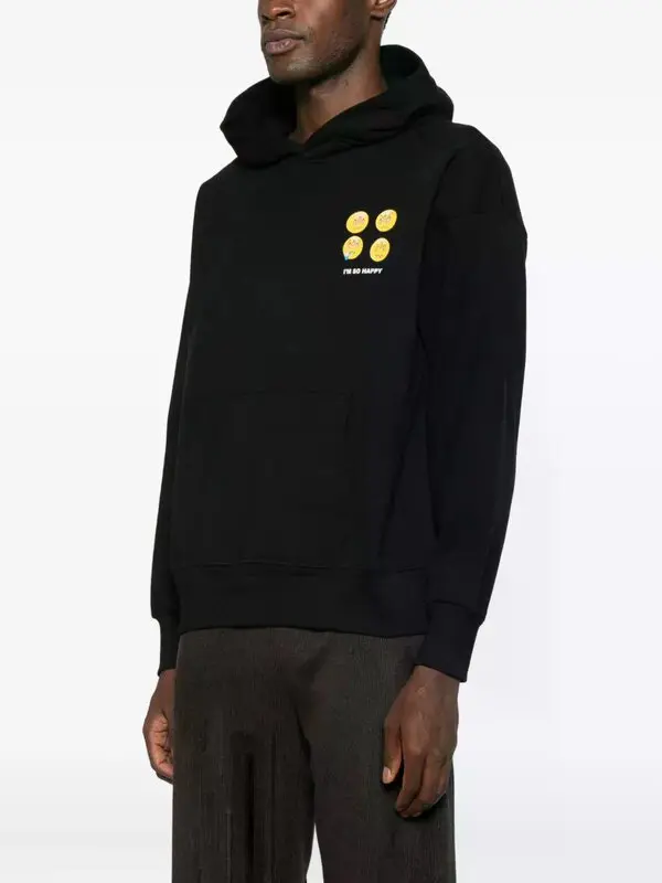 BARROW Graphic-print Cotton Hoodie - Black