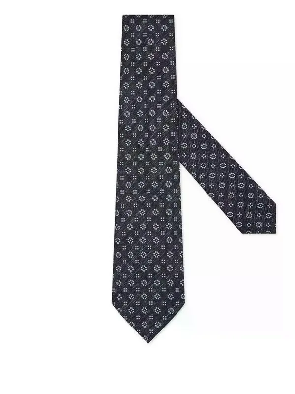 Zegna Floral-pattern Silk Neck Tie - Blue