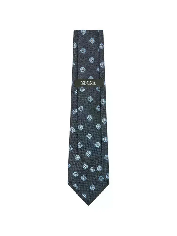 Zegna Floral-pattern Silk Neck Tie - Blue