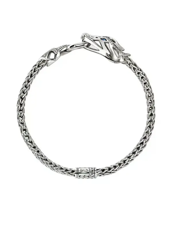 John Hardy Sterling Naga Diamond And Sapphire Bracelet