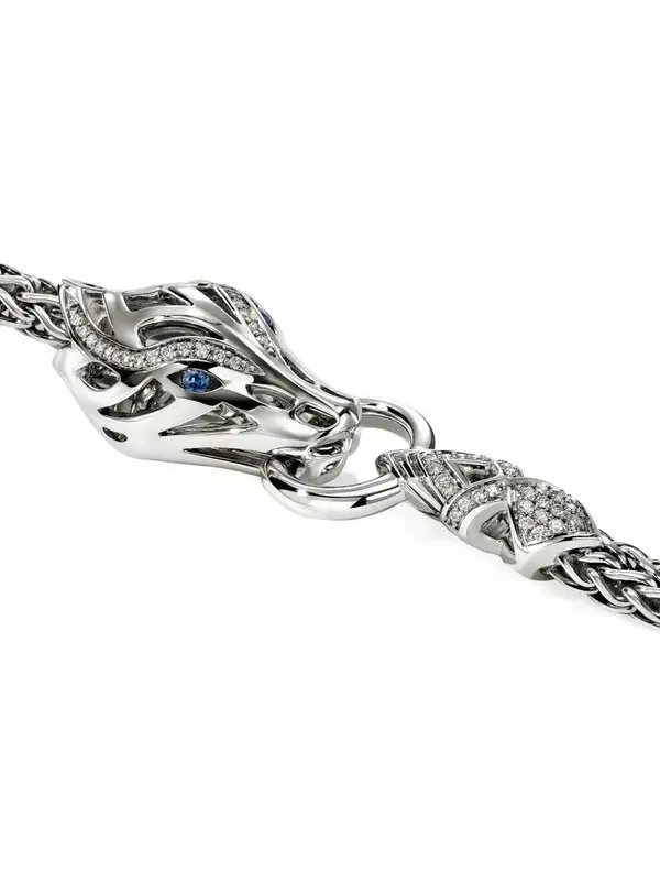 John Hardy Sterling Naga Diamond And Sapphire Bracelet