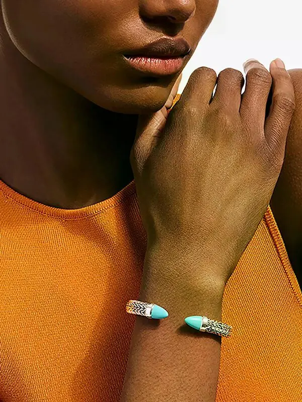John Hardy Sterling Spear Turquoise Cuff Bracelet - Silver
