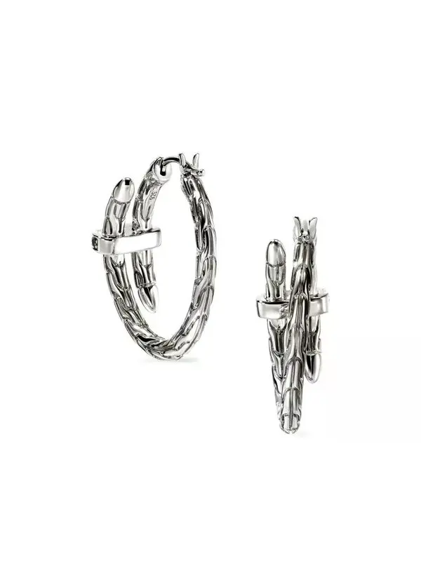 John Hardy Sterling Sapphire Hoop Earrings - Silver