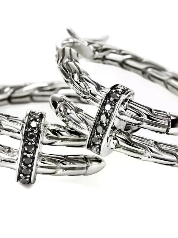 John Hardy Sterling Sapphire Hoop Earrings - Silver