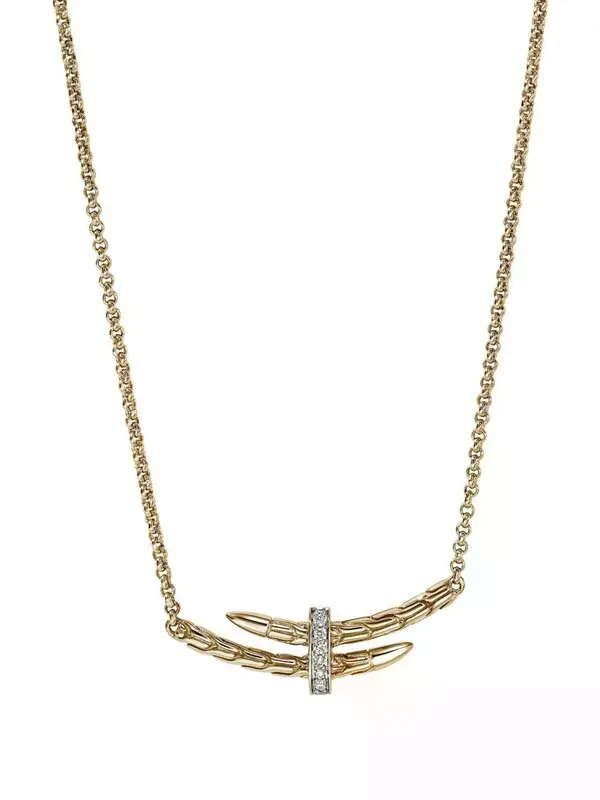 John Hardy 14k Yellow Spear Station Diamond Necklace - Gold