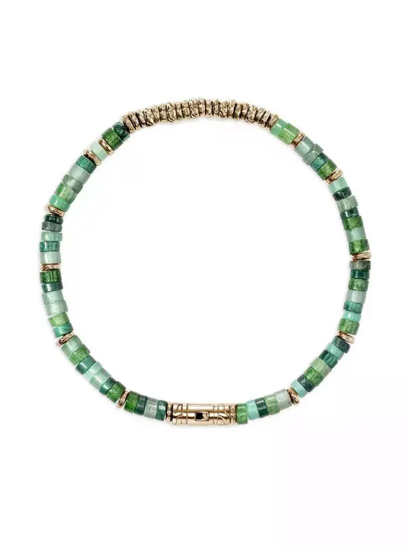 John Hardy 14k Yellow Gold Multi-stone Beaded Bracelet - Green