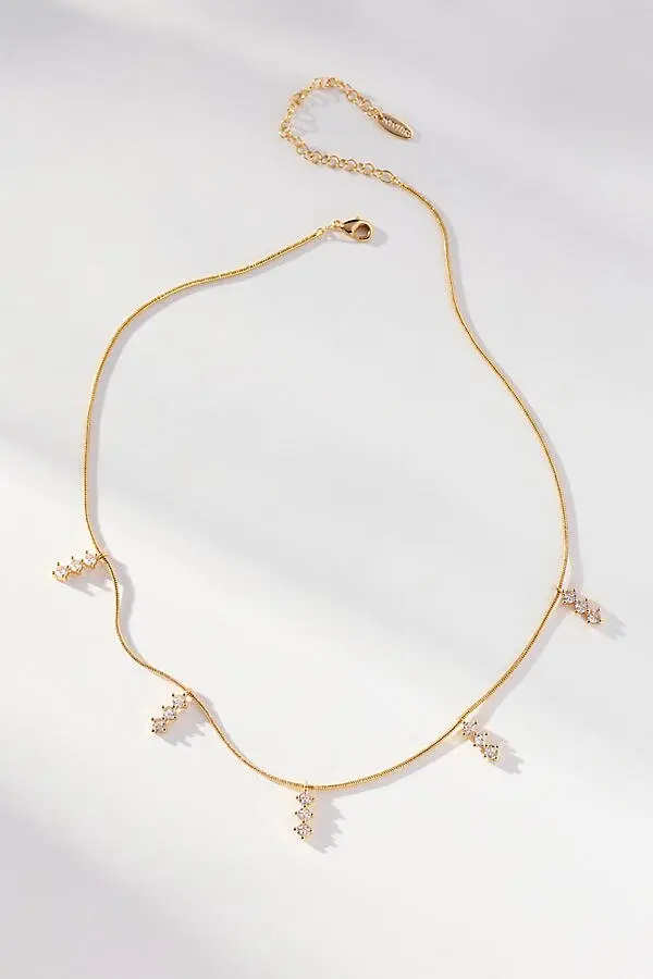 Anthropologie Delicate Crystal Necklace - Gold