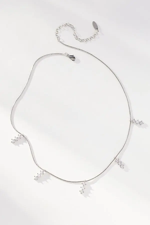 Anthropologie Delicate Crystal Necklace - Silver