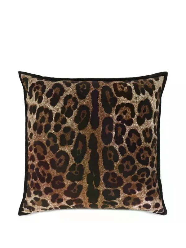Dolce & Gabbana Small Leopard Canvas Cushion - Brown