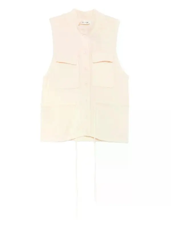 AYA MUSE Button-up Vest With Flap Pockets - Neutrals
