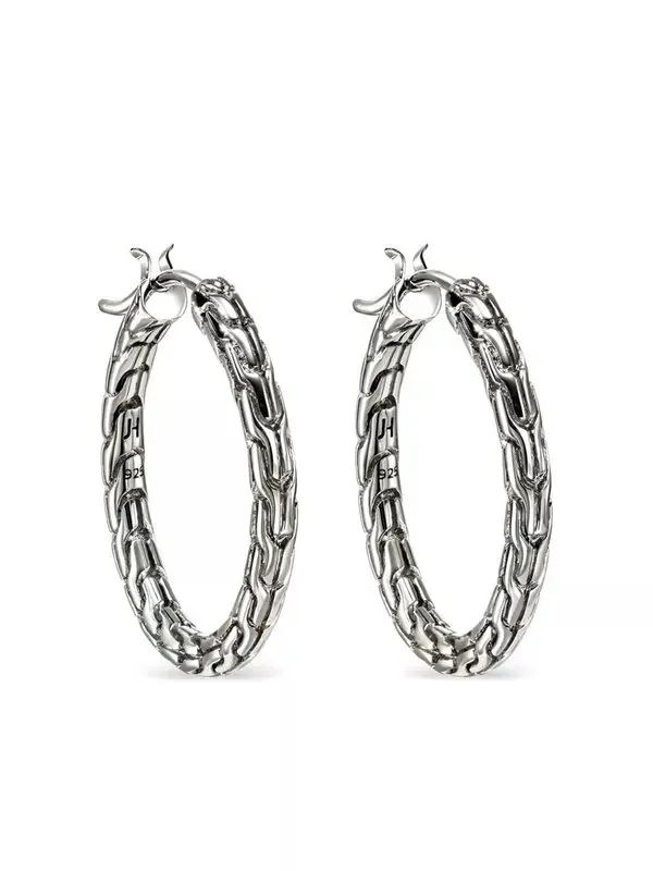 John Hardy Sterling 22mm Jh Essential Hoop Earrings - Silver