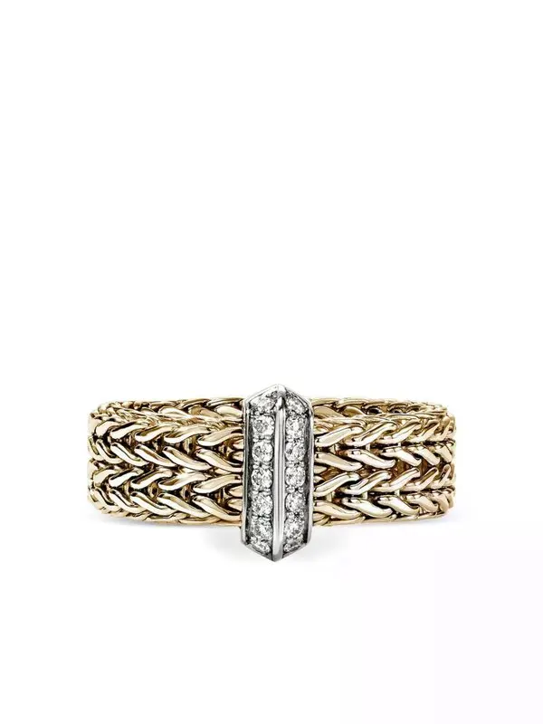 John Hardy 14k Yellow Icon Link Bar Diamond Ring - Gold