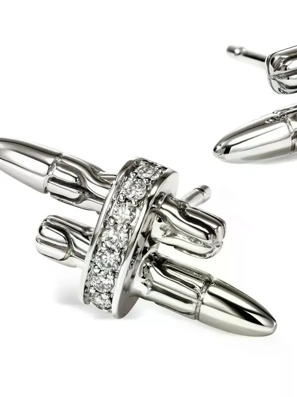 John Hardy Sterling Spear Stud Diamond Earrings - Silver