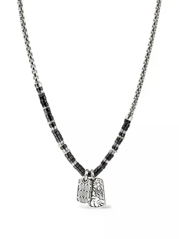 John Hardy Sterling Heishi Tag Onyx Necklace - Silver