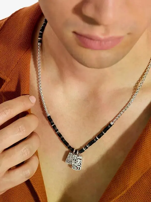 John Hardy Sterling Heishi Tag Onyx Necklace