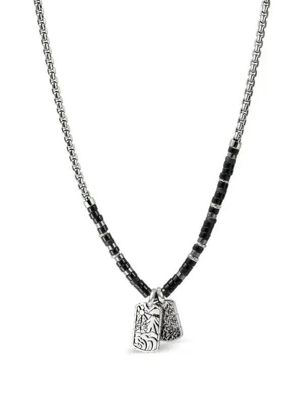 John Hardy Sterling Heishi Tag Onyx Necklace