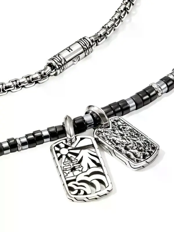 John Hardy Sterling Heishi Tag Onyx Necklace