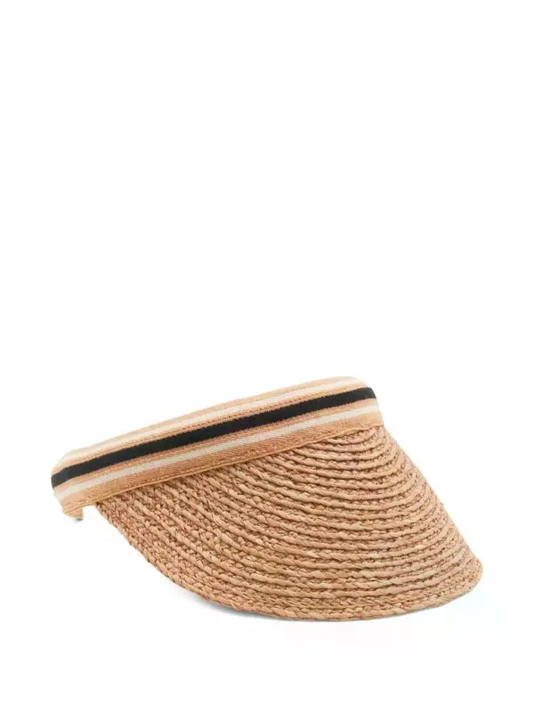 Helen Kaminski Bianca 8 Striped Raffia Visor - Neutrals